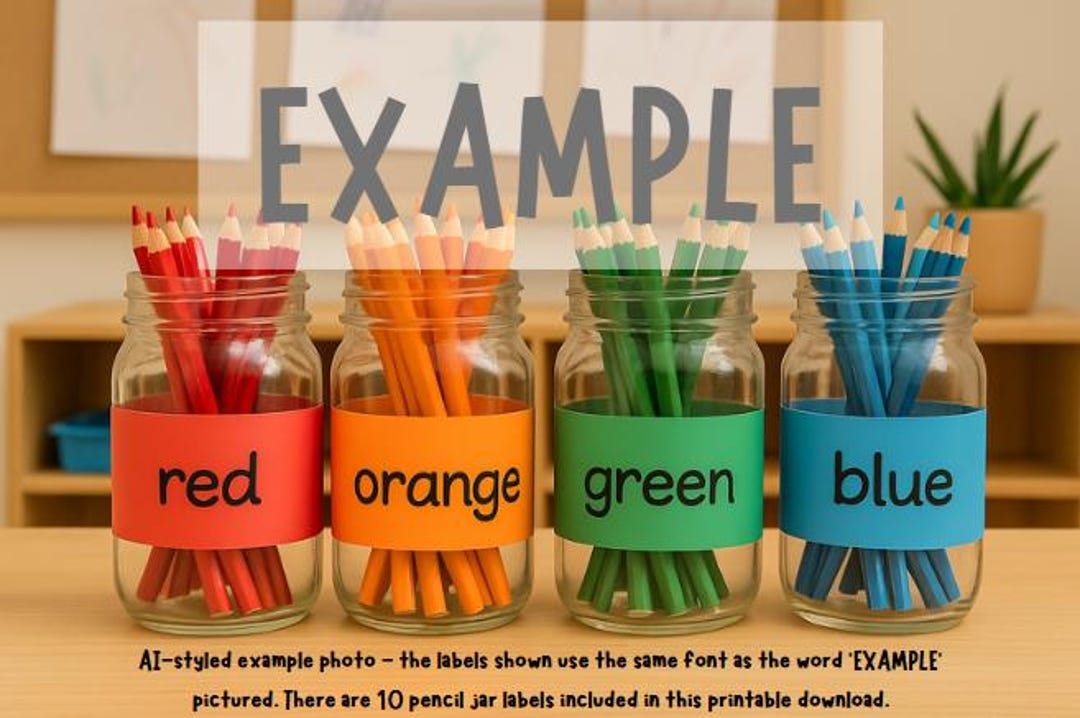 Pencil Jar Labels Printable | Colour Sorting Classroom Decor ...