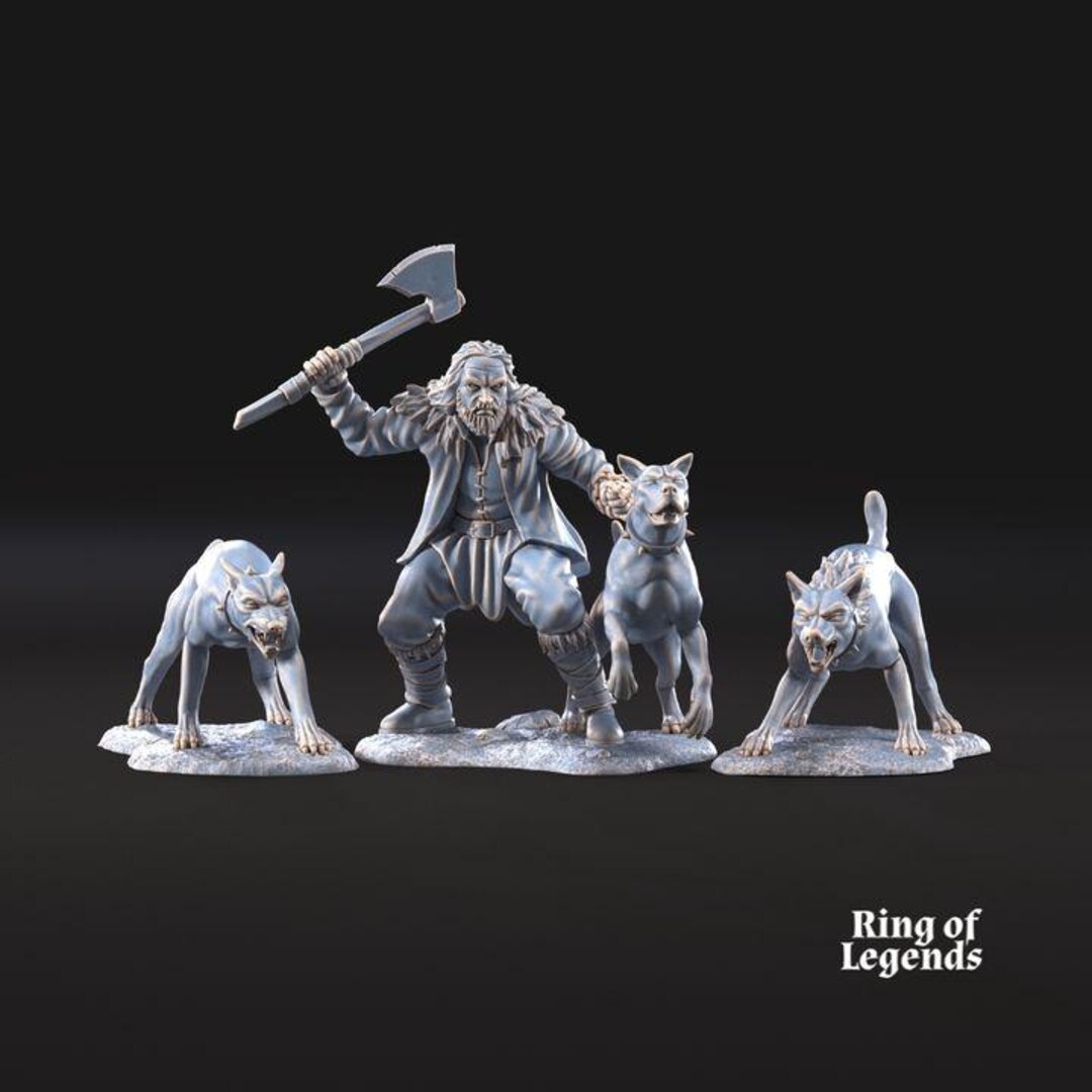 Dog Trainer With Dogs | 28mm Scale | LOTR | 3D Print | - Etsy
