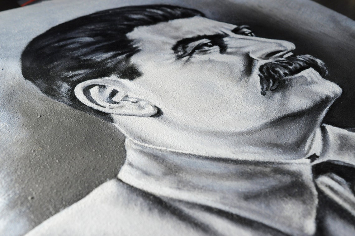 Rare Oil painting STALIN soviet russian canvas Propaganda | Etsy