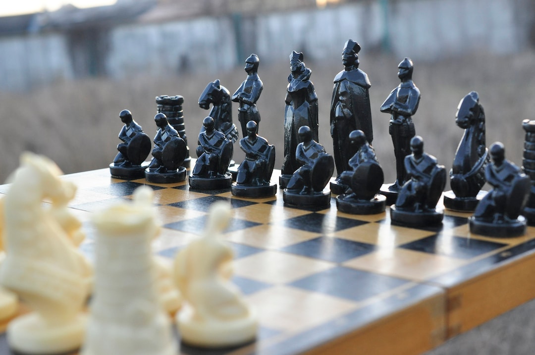 Military Style Vintage CHESS SET Knights Warriors Russian Wooden ...