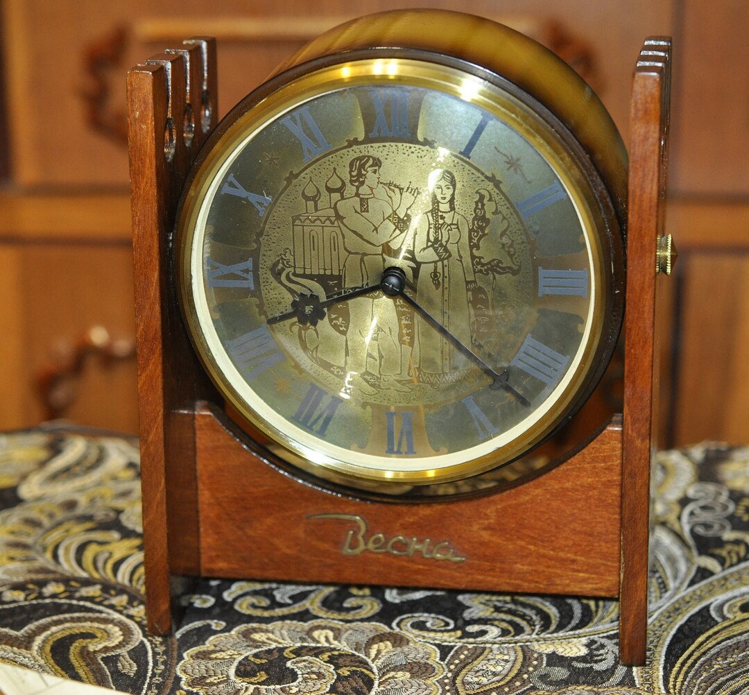 Vintage Table Clock VESNA Wooden Retro - Etsy
