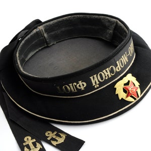 1970 Origina Russian Soviet Navy NORTHERN FLEET Uniform Cap Hat Ladoga ...