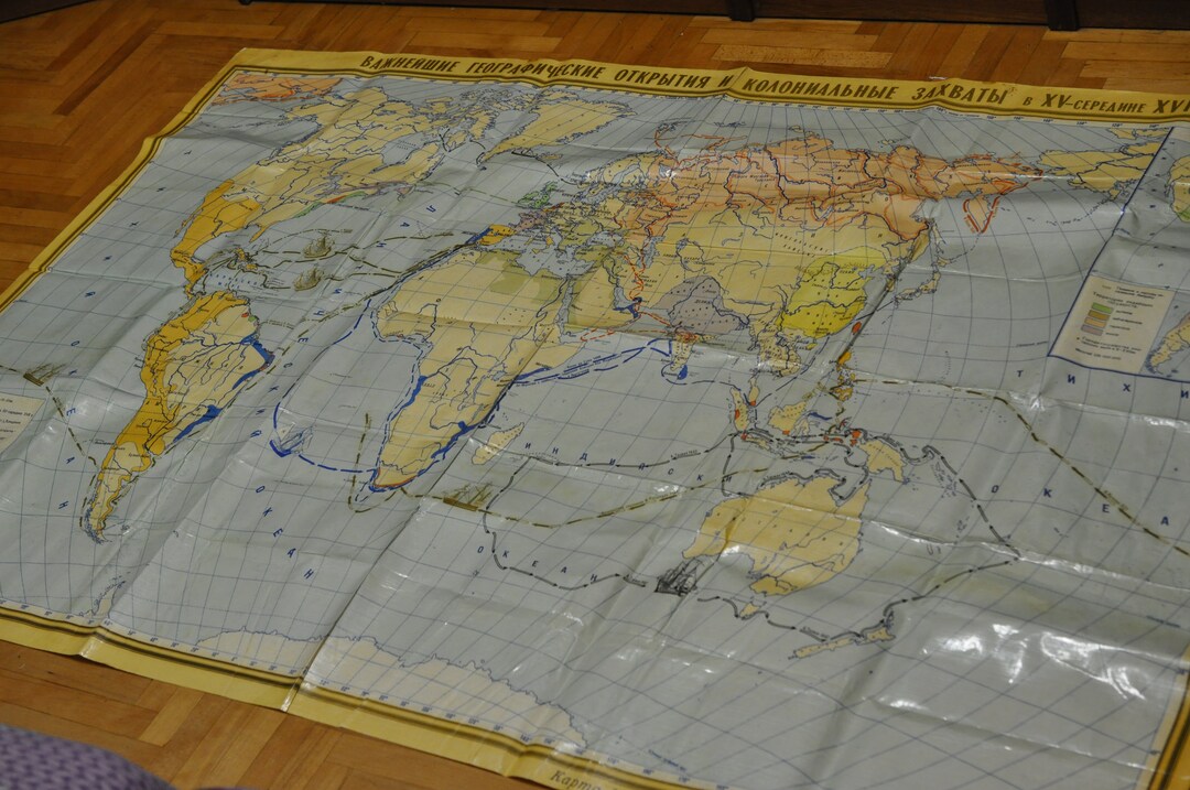 Rare Vintage World Map: Colonial Conquests, USSR School Map (43x69 ...