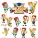 Back to School Clipart | Cute Kids & Pencil Characters | Cartoon ...