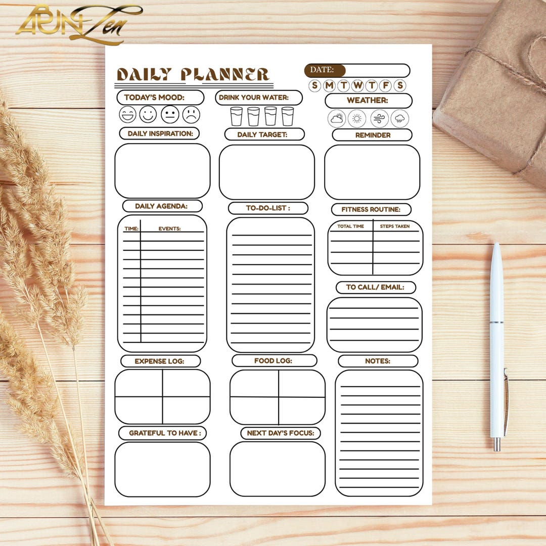Daily Planner Printable | A4 Minimalist Productivity Sheet | PDF To-do ...