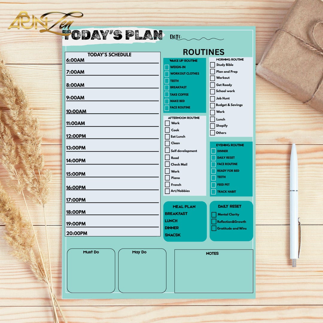 Daily Schedule Planner Printable | Hourly Routine Organizer | A4 Today ...