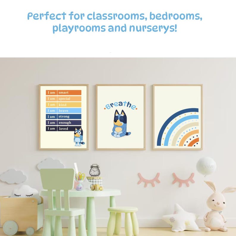 Bluey Calm Corner Poster Bundle | Feelings Chart, Calming Corner ...