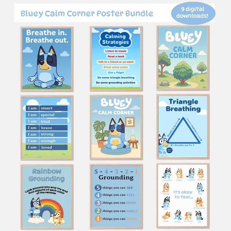 Bluey Calm Corner Wellbeing Poster Pack - Bluey Calming Corner, Calm ...