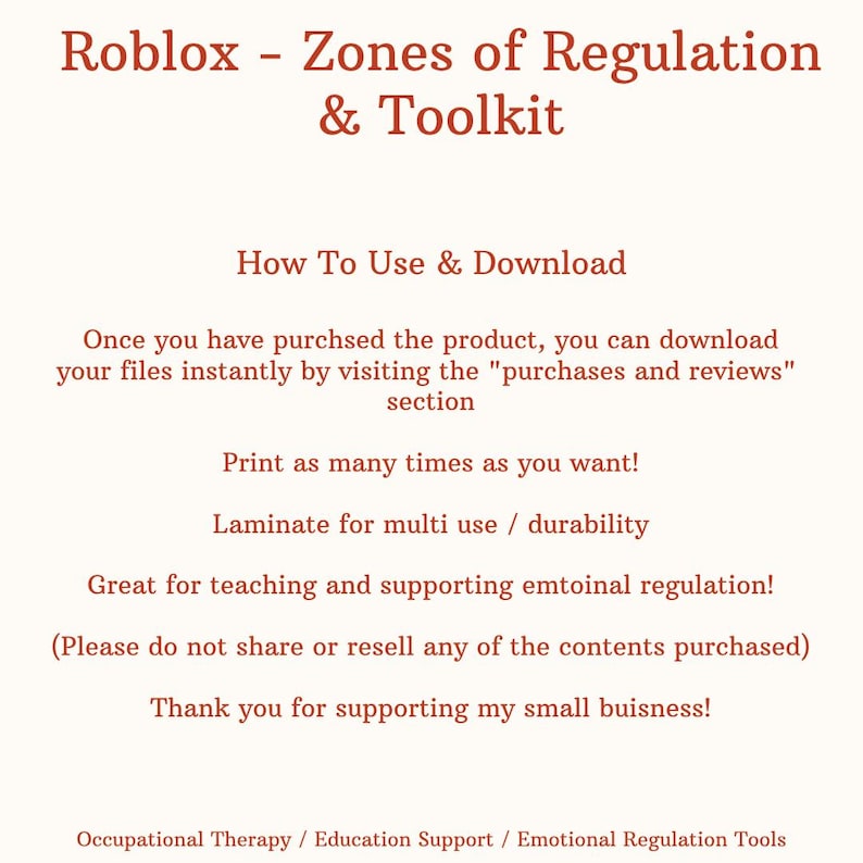 Roblox Emotional Regulation Toolkit: Zones of Regulation Cards and ...