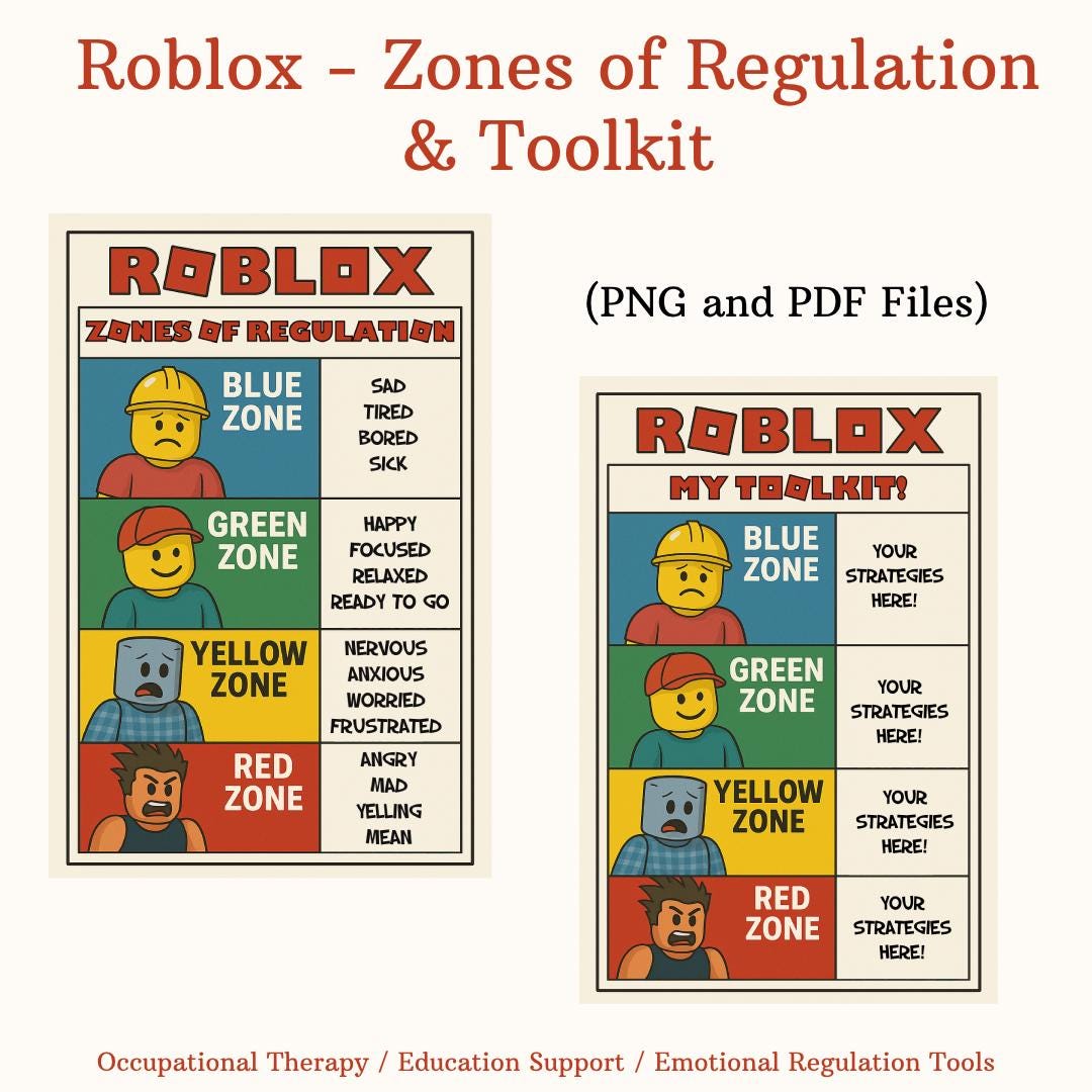 Roblox Emotional Regulation - Zones of Regulation, Emotional Toolkit ...