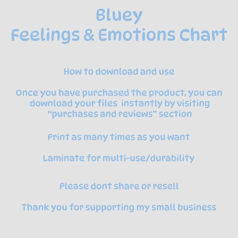 Bluey Emotions Chart - Emotional Check in - Emotional Regulation - Etsy
