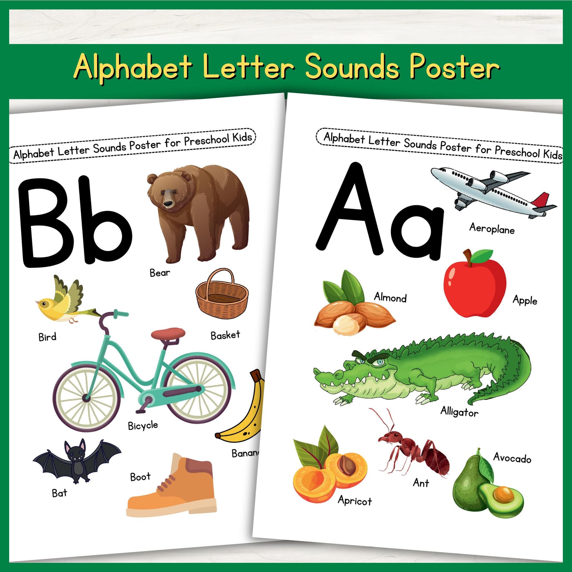 Preschool Phonics Worksheets: Alphabet Letter Sounds, Toddler Busy Book ...