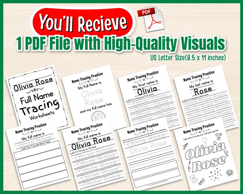 Custom Full Name Tracing Worksheet for Preschool | Personalized ...