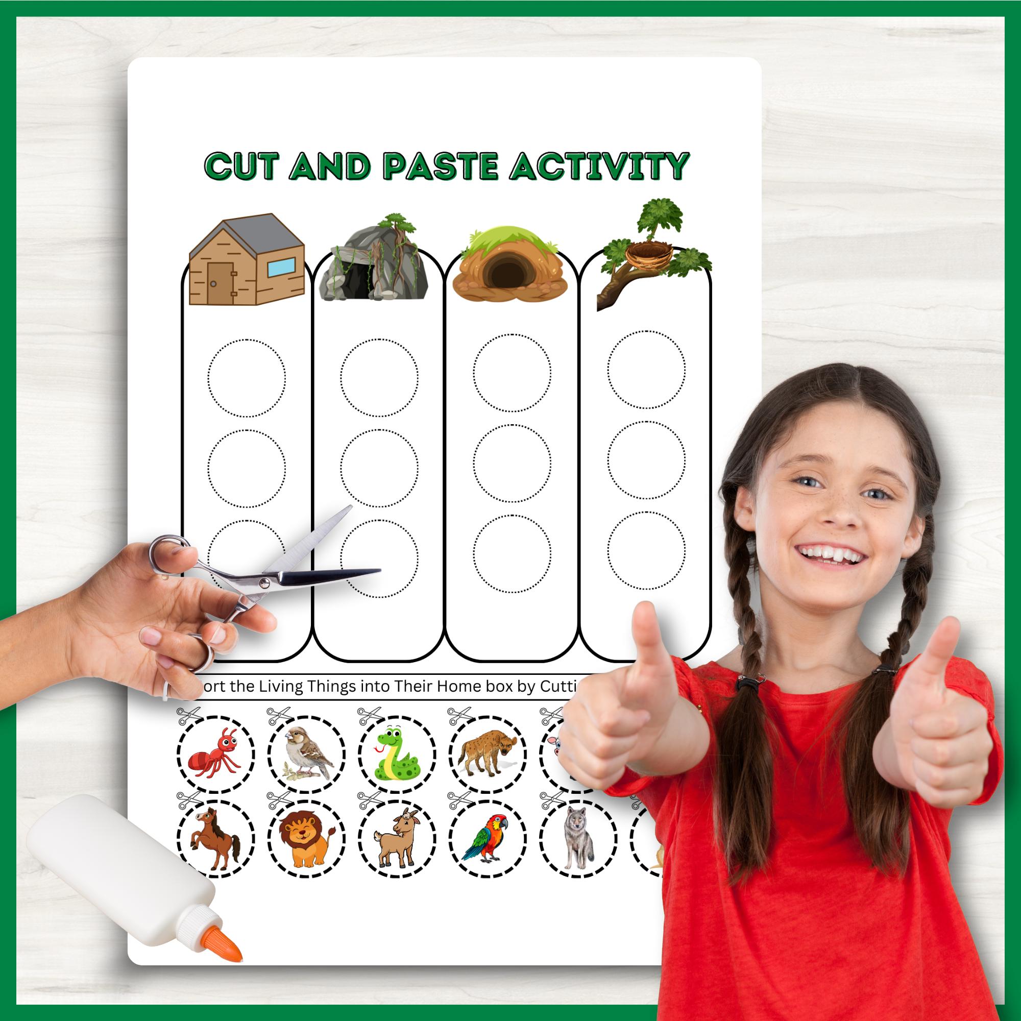 Cut and Paste Activity Sheets: Toddler Scissor Skills Practice (PDF ...