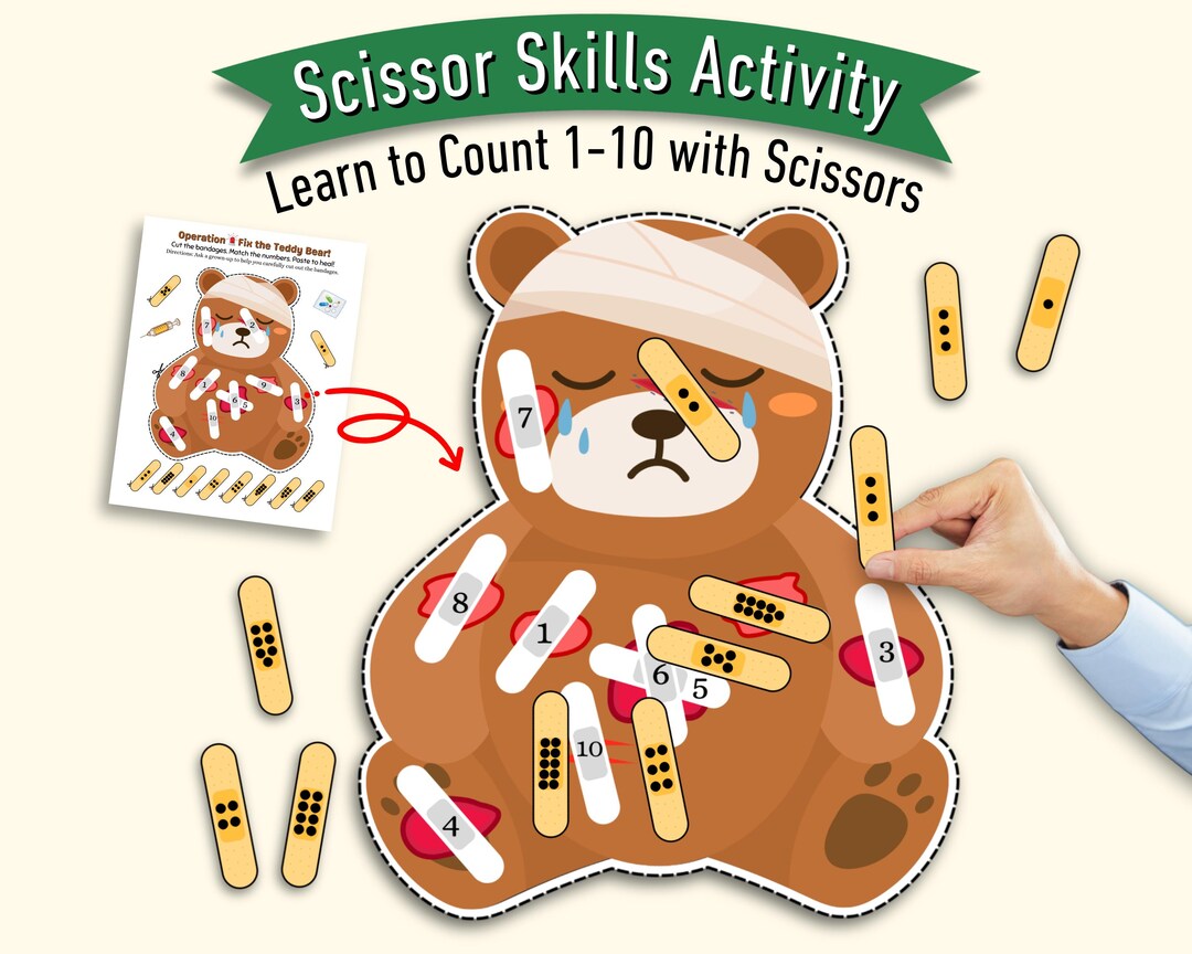 Fix the Teddy Bear | Cut and Paste | Counting 1-10 | Preschool Fine ...