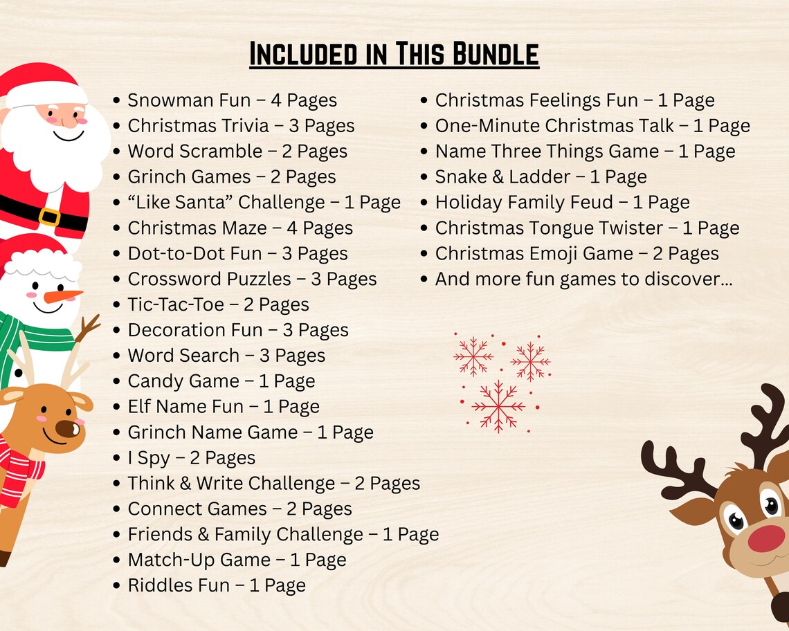 50+ Printable Christmas Games Bundle | Family, Kids & Holiday Party Fun ...