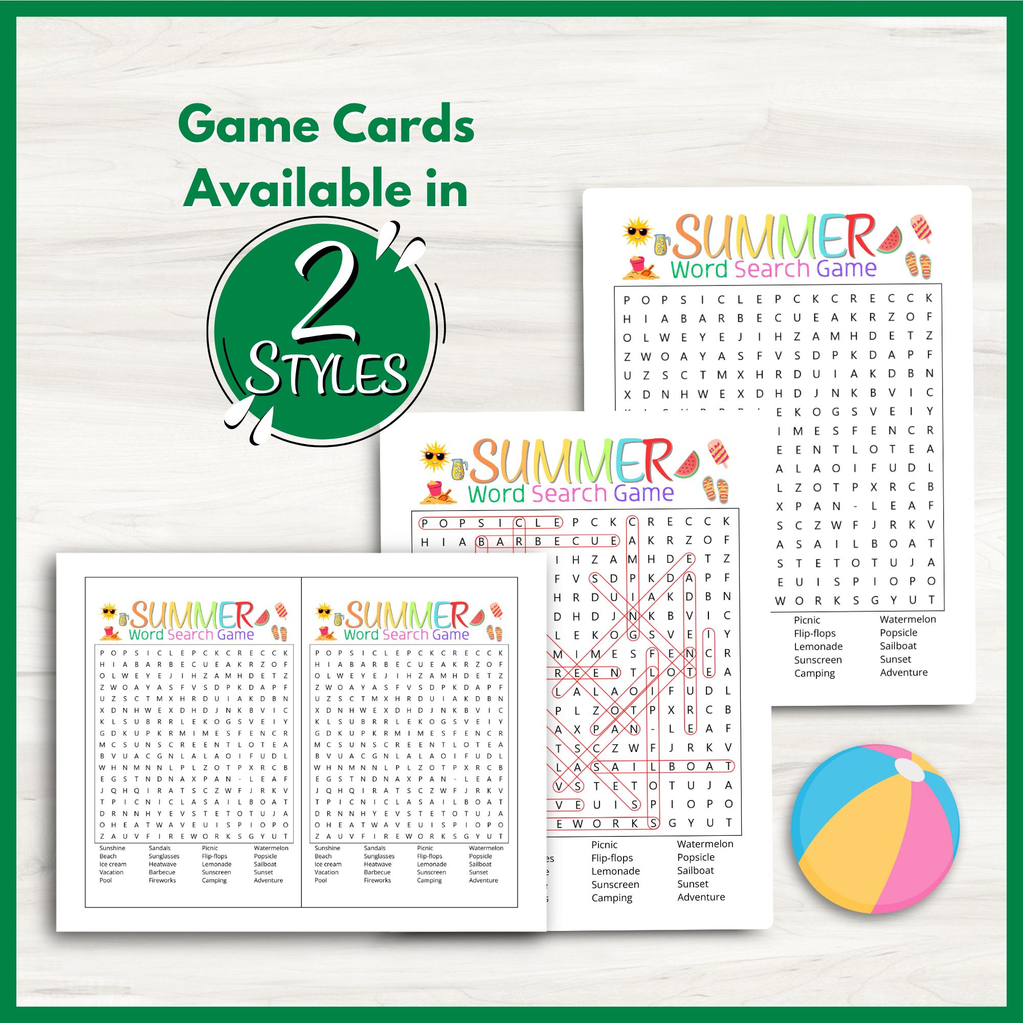 Instant Download Summer Word Search PDF, Giant Printable Puzzle for ...