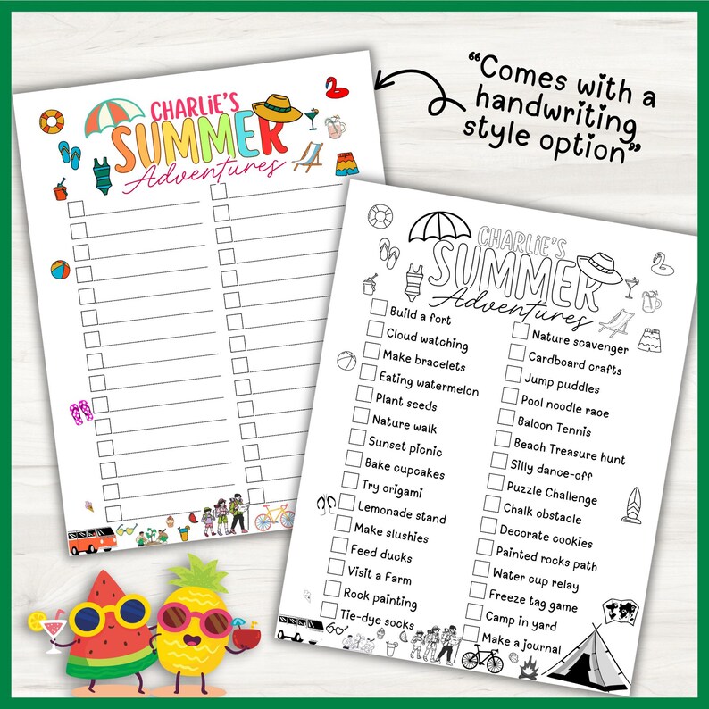 Editable Summer Bucket List Instant Download Family Fun Checklist ...