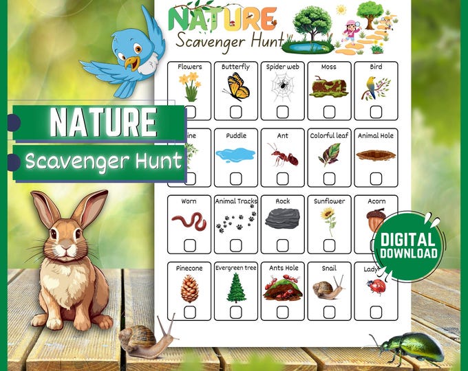 Nature Scavenger Hunt for Kids: Outdoor Adventure Game (PDF ...