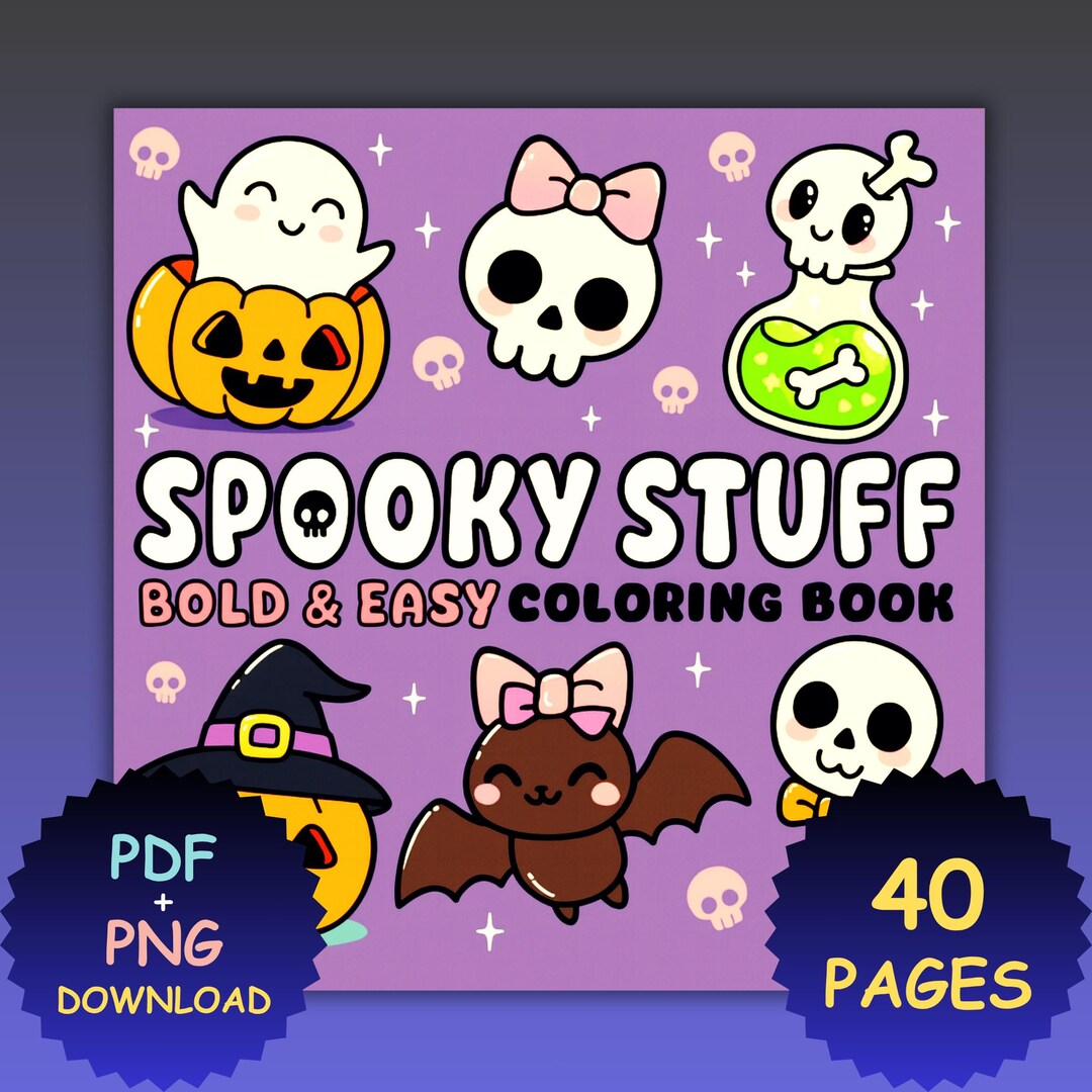 Kawaii Halloween Coloring Book – Spooky Ghosts & Pumpkins (PDF + PNG ...