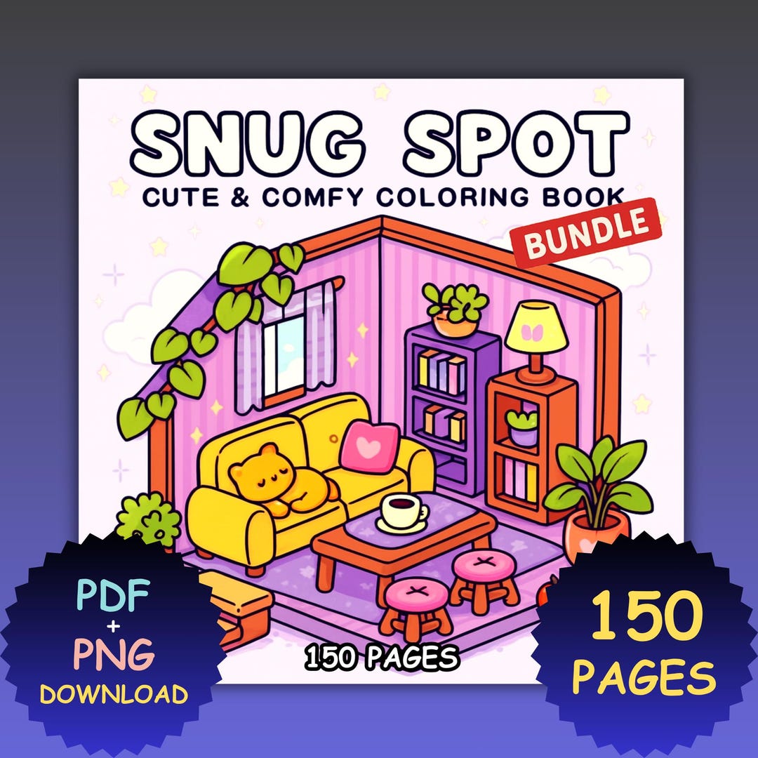 Libro Para Colorear "snug Spot", Coco Wyo (PDF + PNG) / 150 Páginas Para Colorear Acogedoras ...