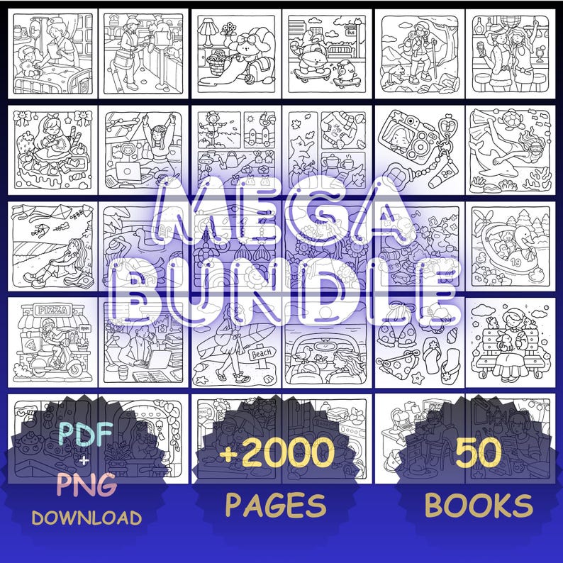 Cozy Coloring Book Bundle Over 2000 Printable Coloring Pages Adult ...