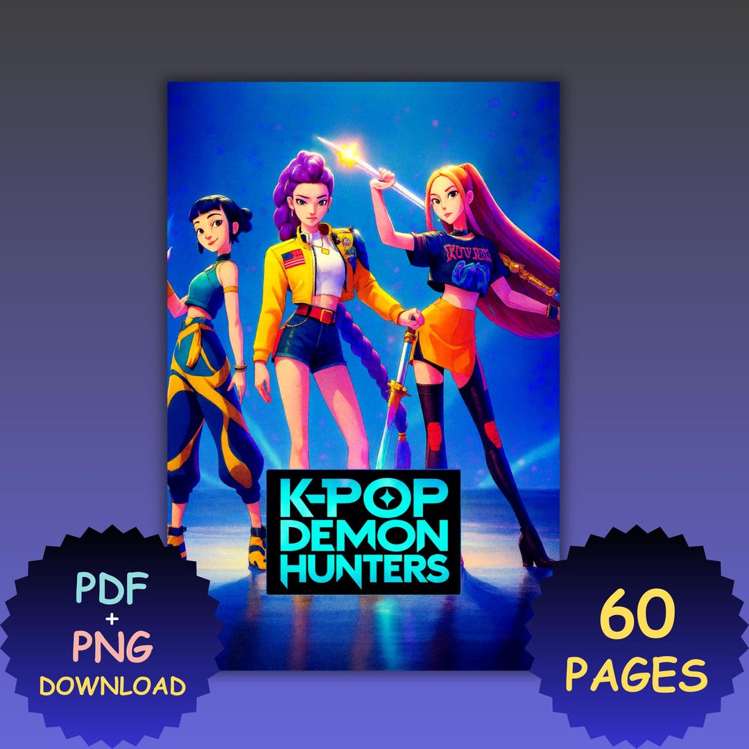 K-pop Demon Hunter Coloring Book | Anime Idols, Magic (digital PDF) - Etsy