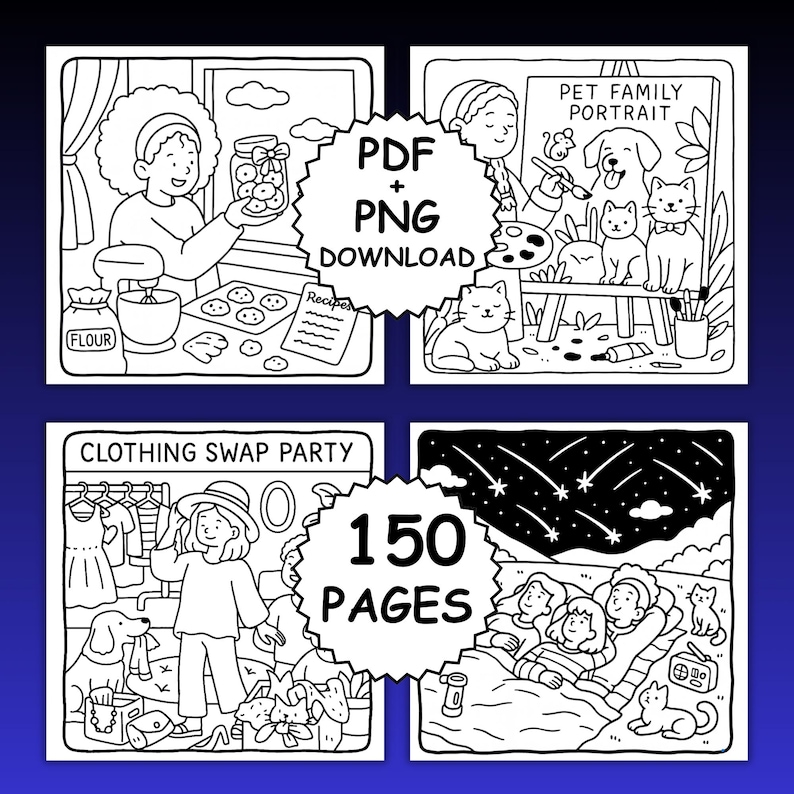 Cozy Girl Moments Coloring Book, 150 Pages (PDF + PNG - Etsy Canada