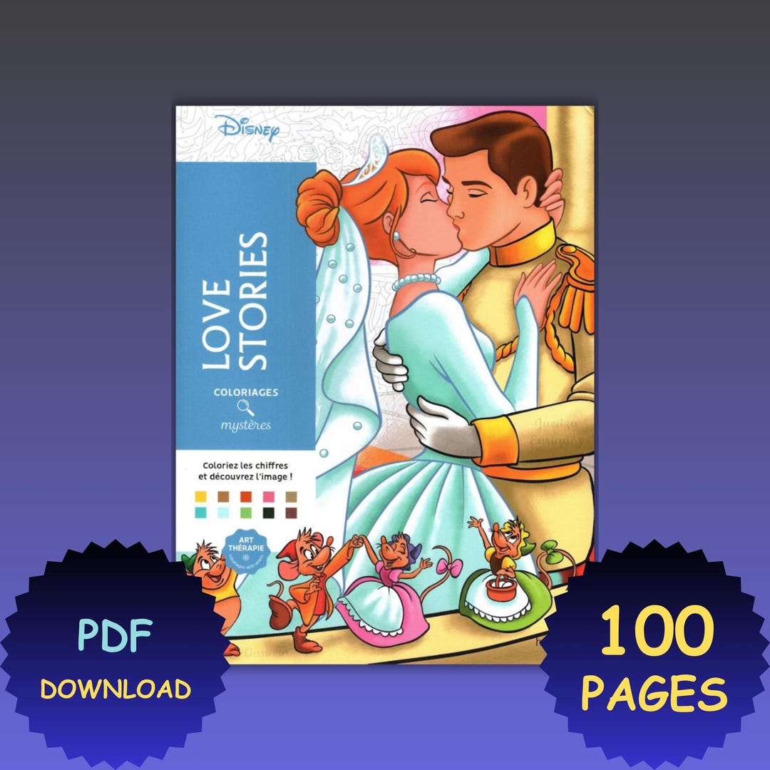 Disney Love Stories Color by Number Book | 100 Pages (digital Download ...