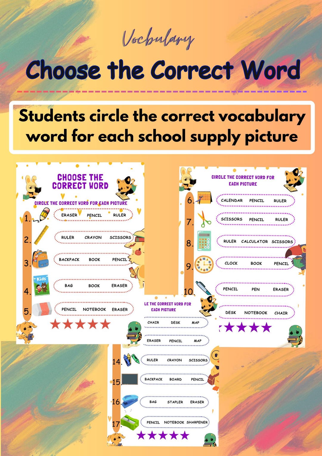 Circle the Correct Word Worksheets L Fun Vocabulary Activates - Etsy