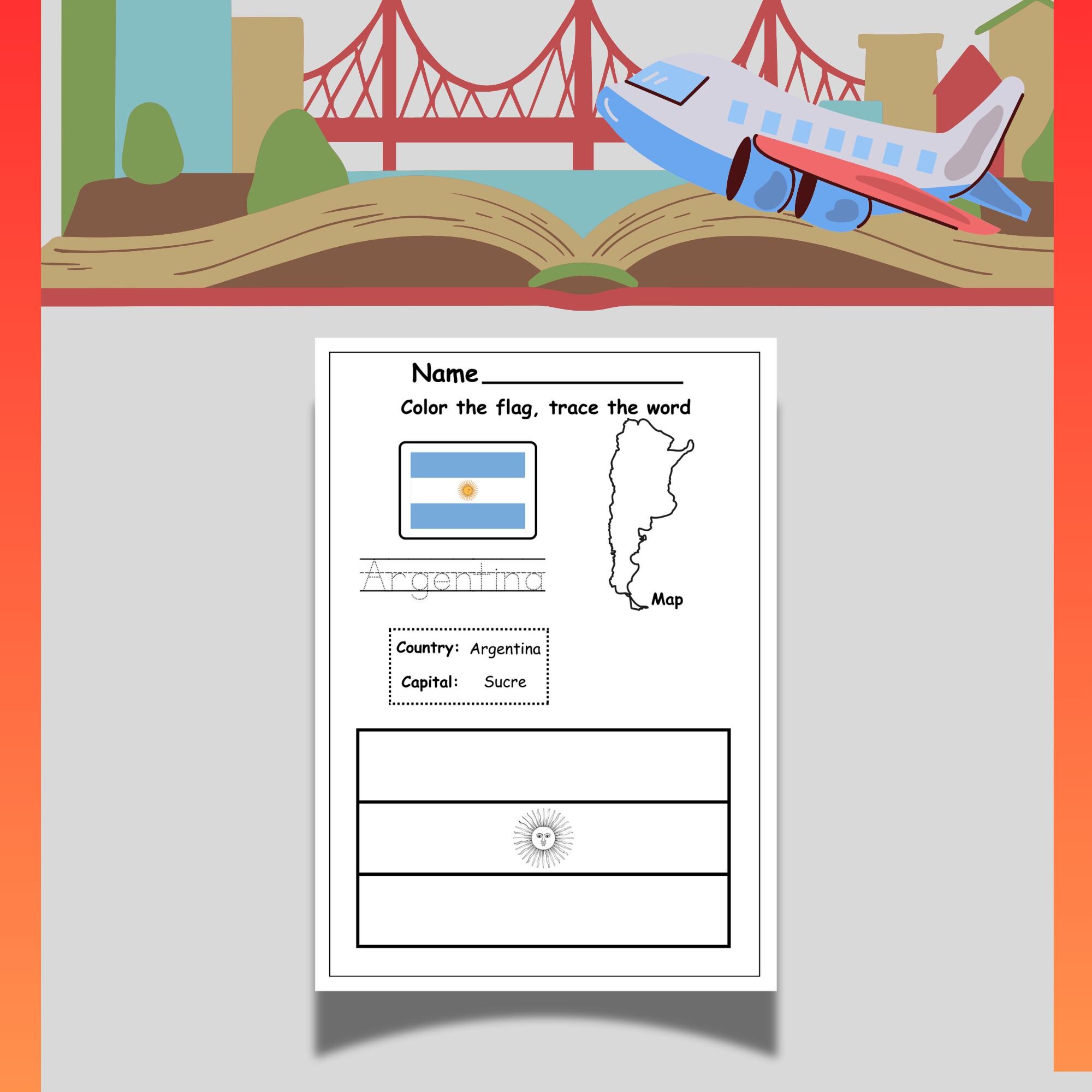 South America Country Flags Worksheet 12 Pages Learn and Trace PDF ...
