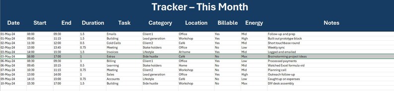 Event Planner | Excel Schedule Tracker | Simple Log Sheet - Etsy
