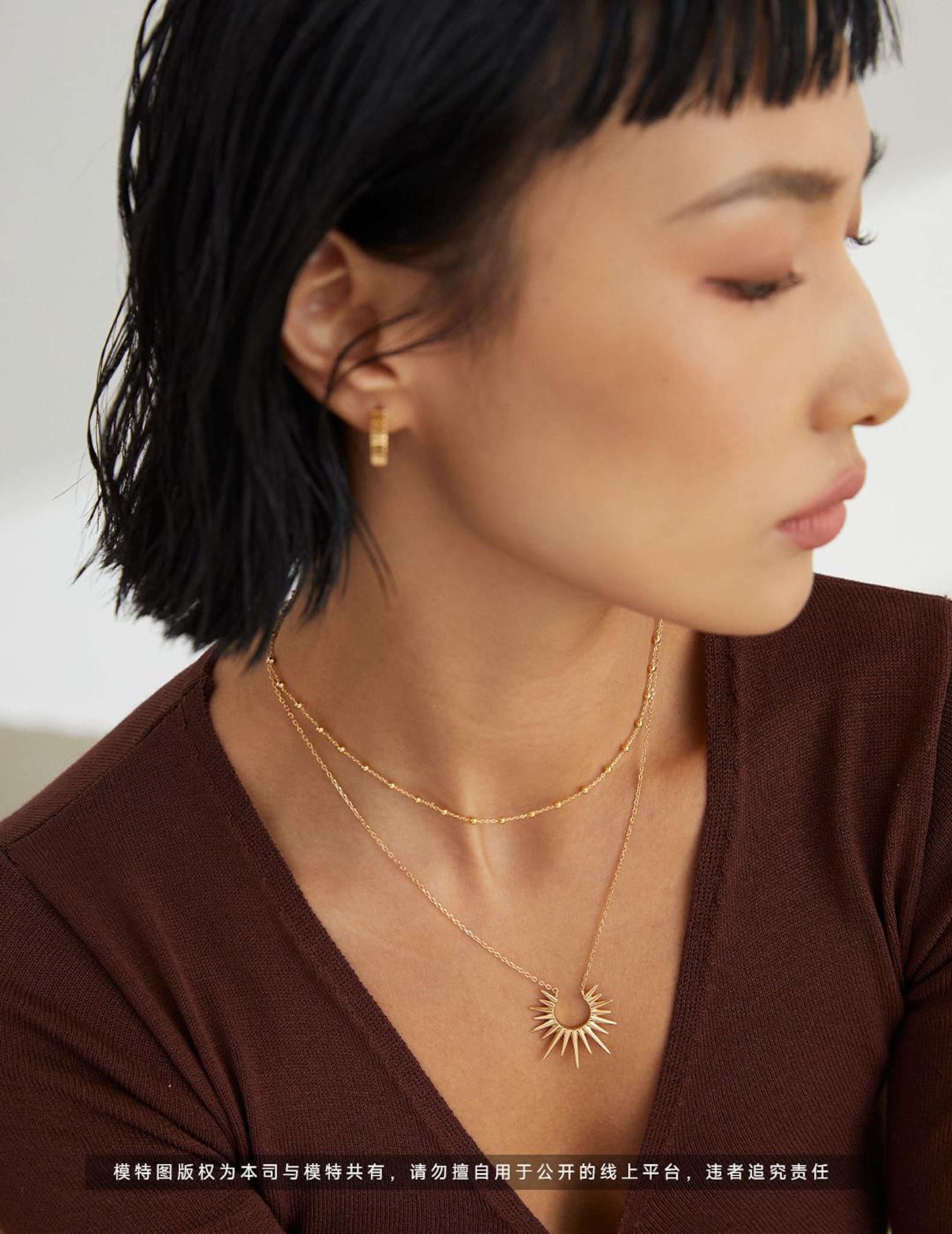 Sunburst Pendant Necklace – 18K Gold-plated Sterling Silver – 16–18 ...