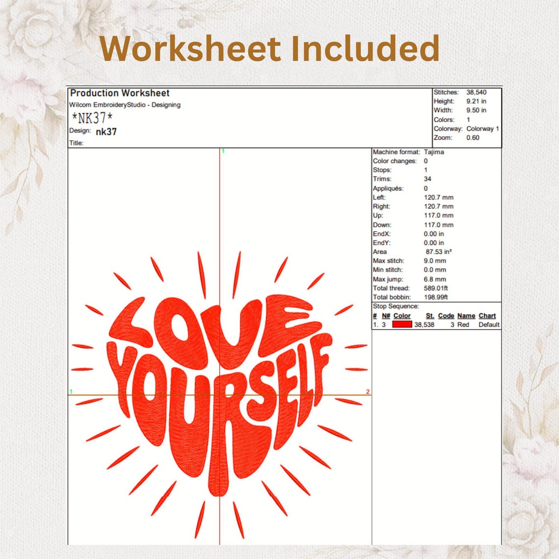 Self Love Embroidery Design | Love Yourself Heart Typography ...