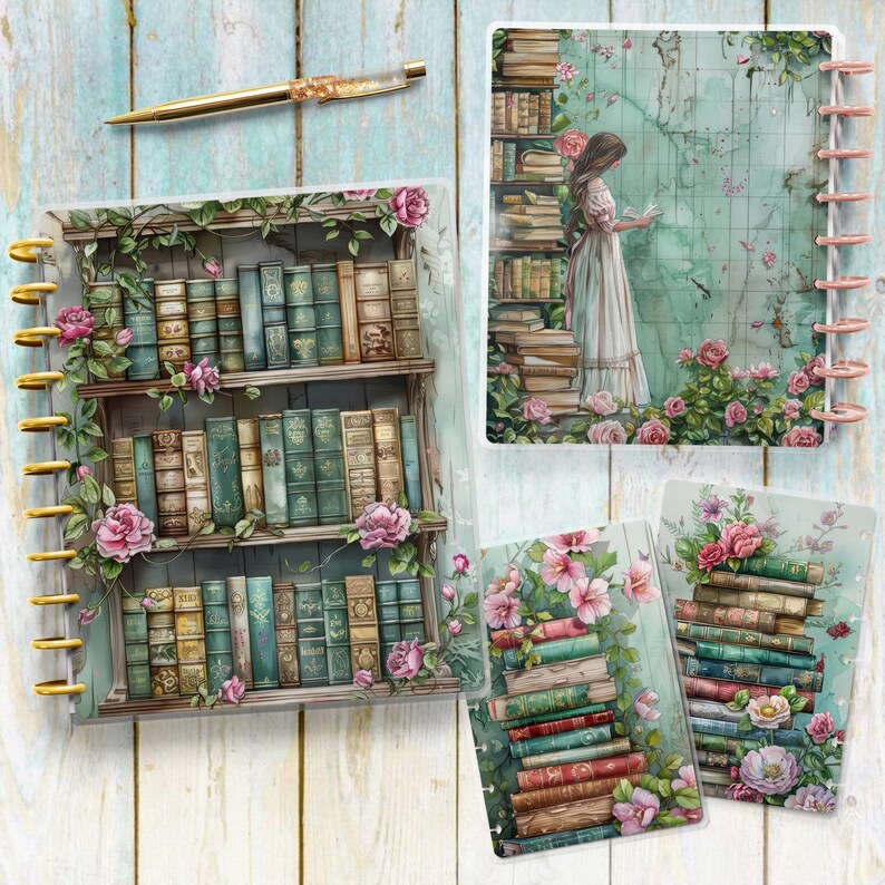 Green Books Planner Cover, Front Back Design, Classic Happy Planner ...