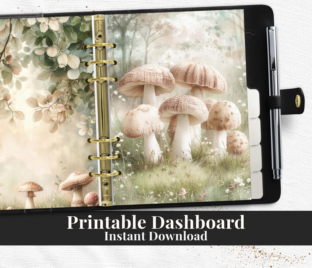 Forest Mushroom Planner Dashboard Divider PDF for Happy Planner A5 A6 ...