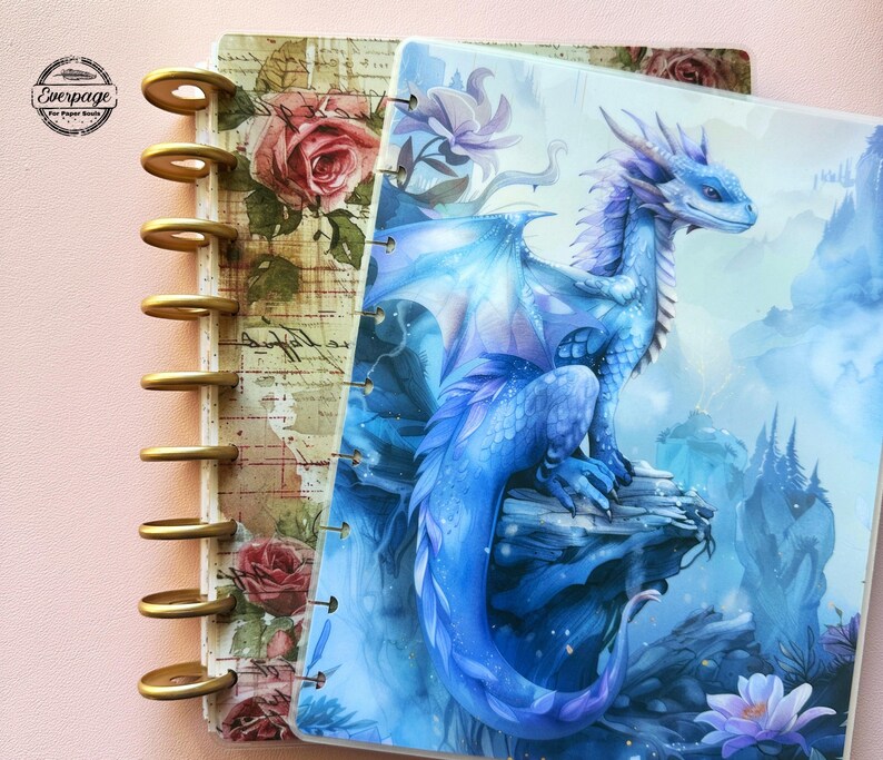 Blue Dragon Portrait Planner Dashboard | Happy Planner, TUL, Ring ...
