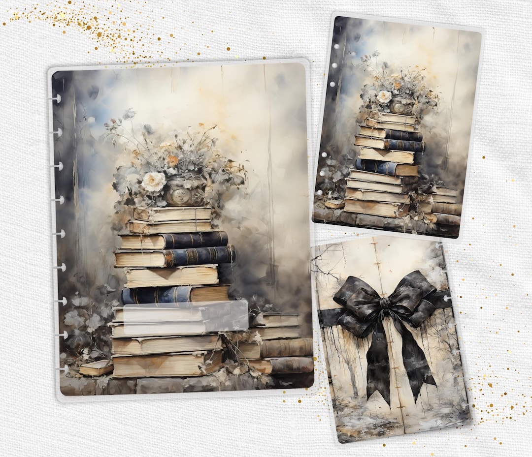 Antique Book Stack Planner Dashboard | Happy Planner, TUL, Ring Planner ...