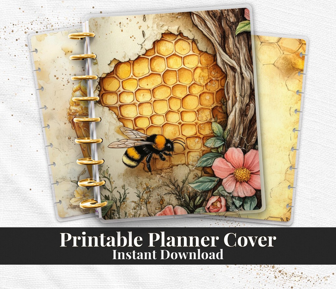 Honey Bee Planner Cover Printable PDF for Happy Planner TUL Erin ...