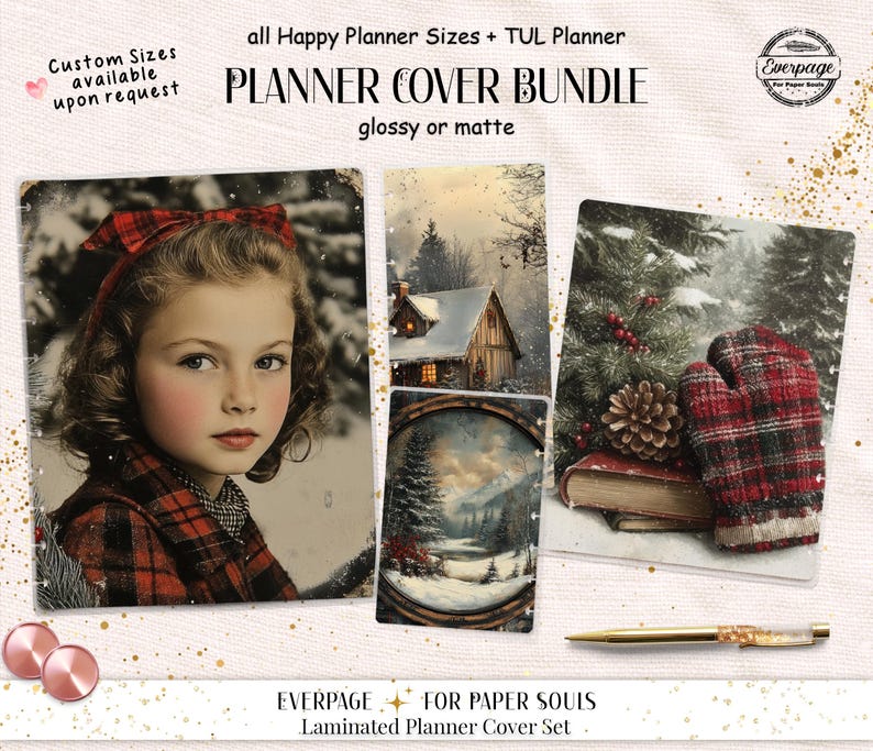Laminated Planner Cover Set | Happy Planner and TUL | Christmas ...