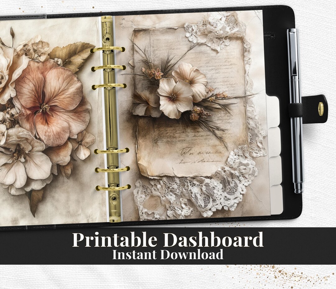 Separador de panel para agenda Lace Bouquet en formato PDF, descarga ...