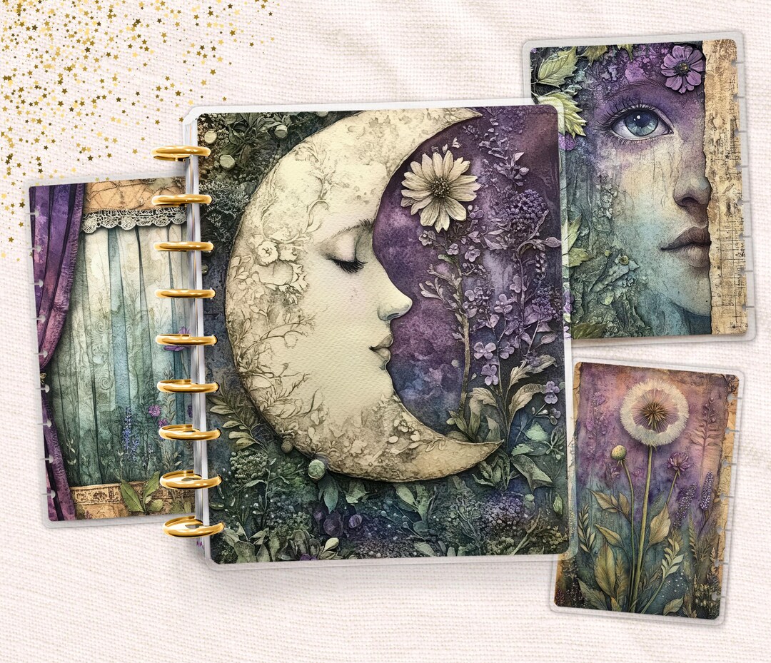 Laminated Planner Cover Set | Happy Planner and TUL | Moonlit Florals ...
