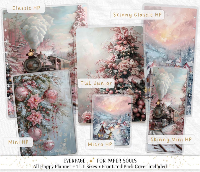 Laminated Planner Cover Set | Happy Planner and TUL | Pink Christmas ...