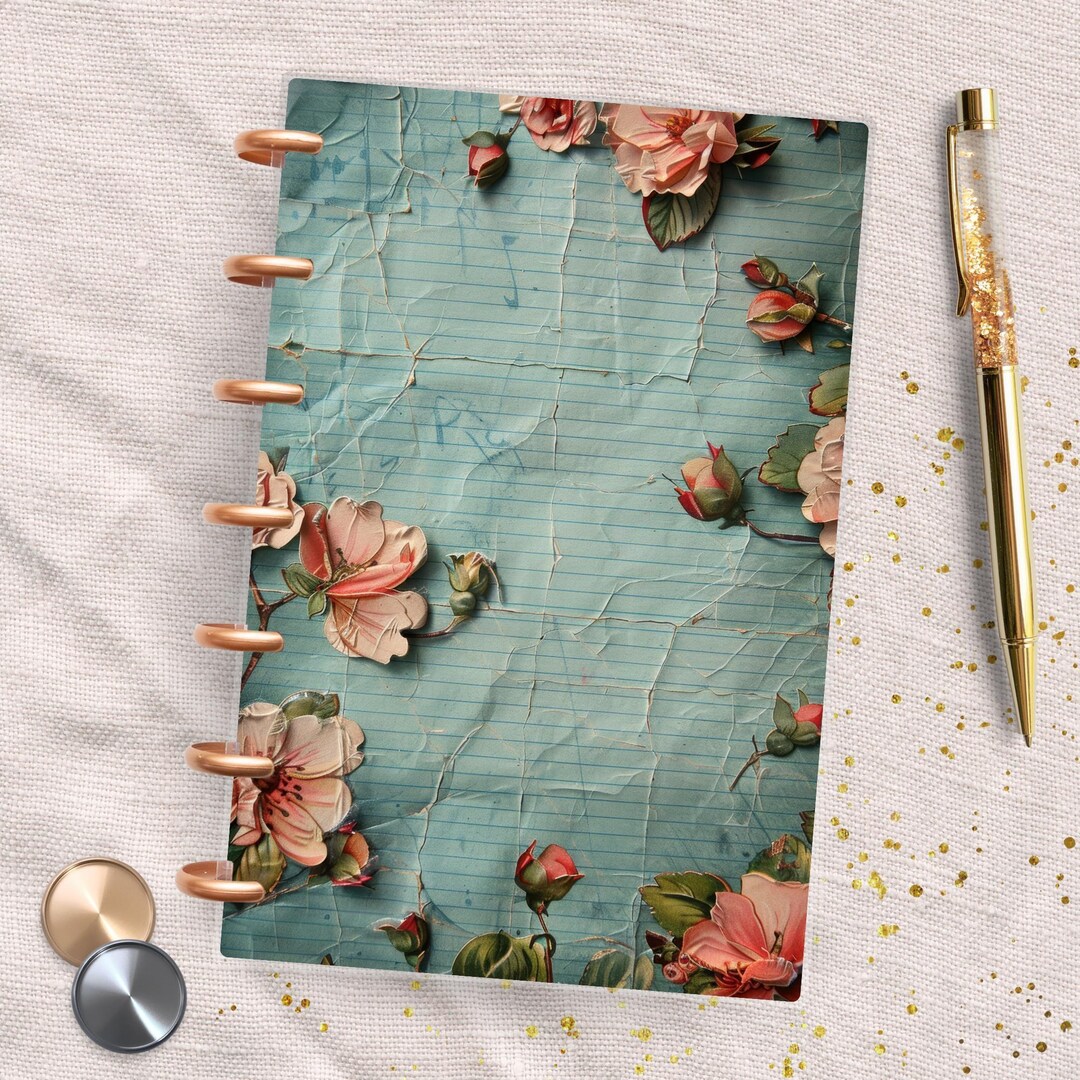 Blue Floral Note Mini Happy Planner Dashboard, Laminated Divider Insert ...