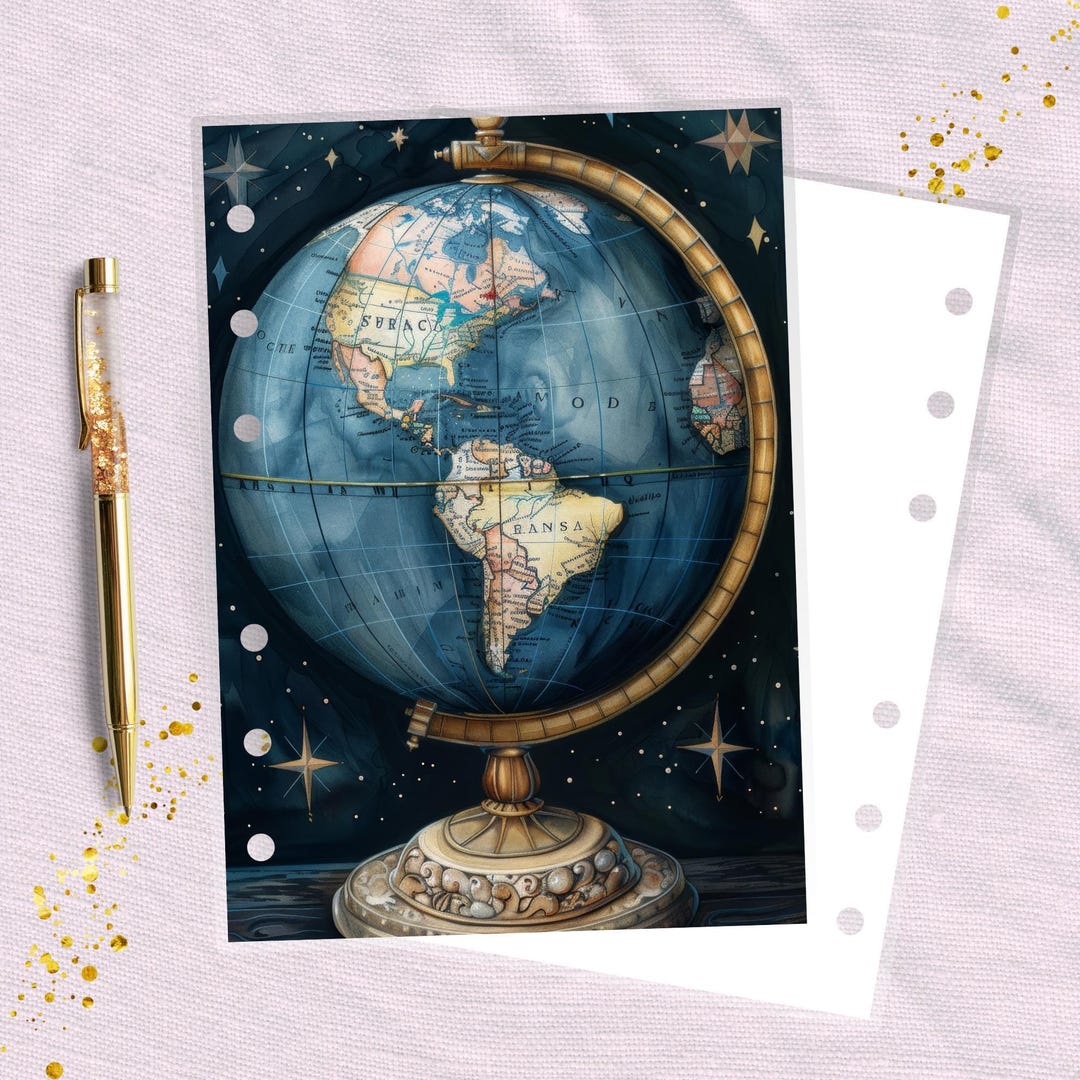 Blue Globe A6 Ring Planner Dashboard, Laminated Cover Insert, Journal ...