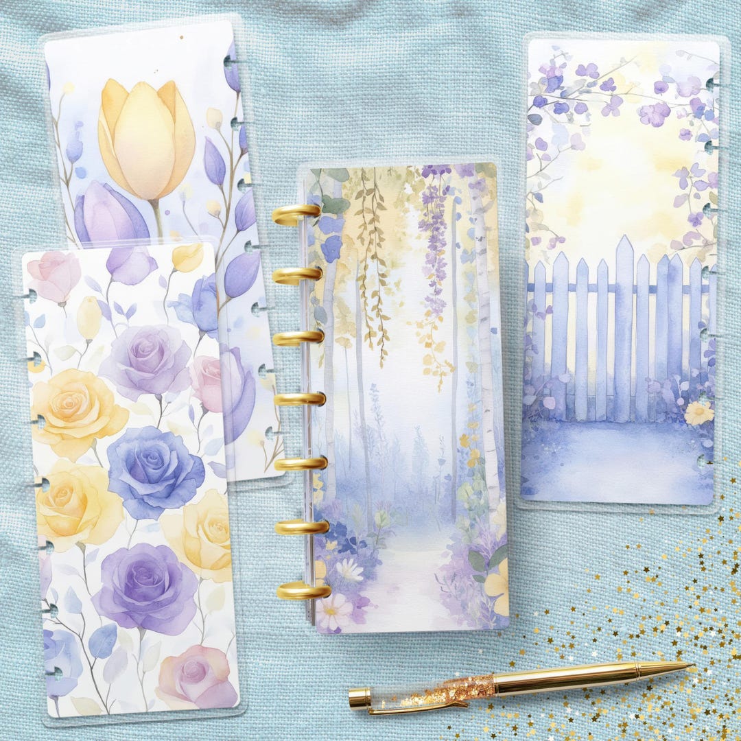 Pastel Garden Skinny Mini Happy Planner Cover, Nostalgic Journal Cover ...