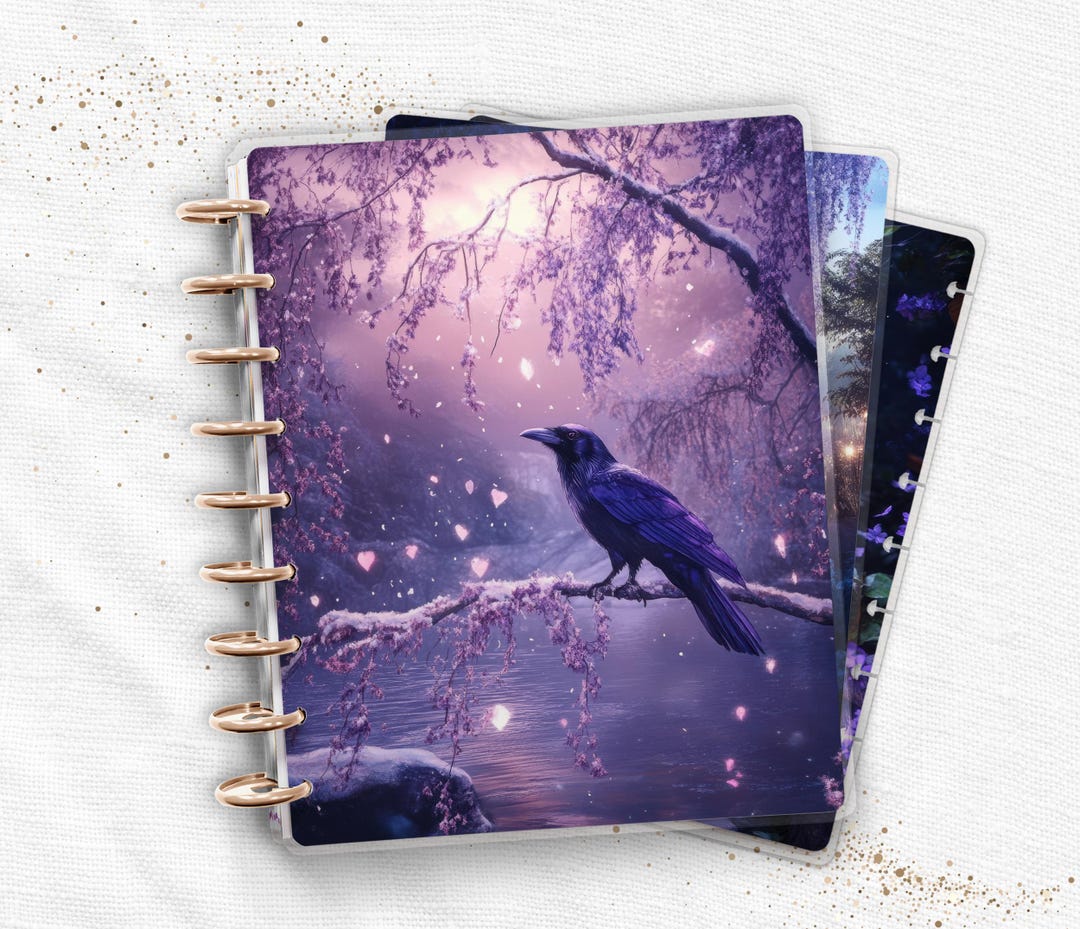 Laminated Planner Cover Set | Happy Planner and TUL | Twilight Raven ...