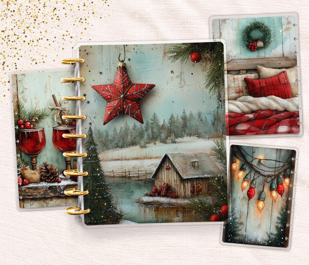 Laminated Planner Cover Set | Happy Planner and TUL | Christmas Cabin ...