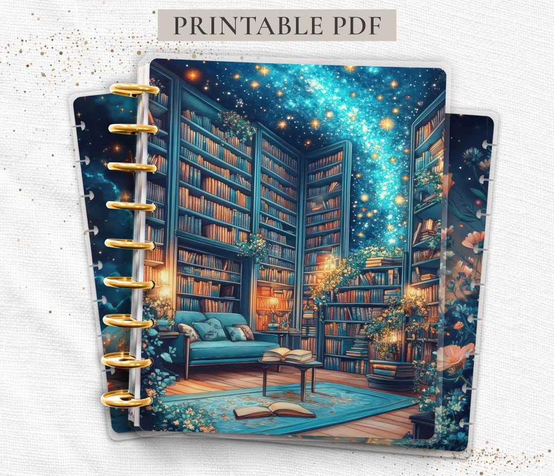 Celestial Library Discbound Planner Cover Set Printable PDF for Happy ...