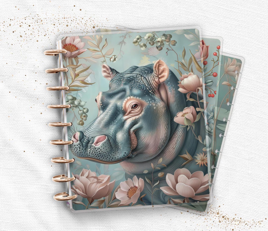 Laminated Planner Cover Set | Happy Planner and TUL | Whimsical Hippo ...
